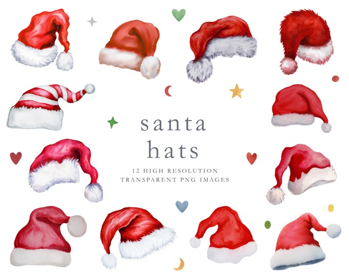 Santa Hat Clipart | Red Christmas Cap PNG (digital Download) - Etsy Canada