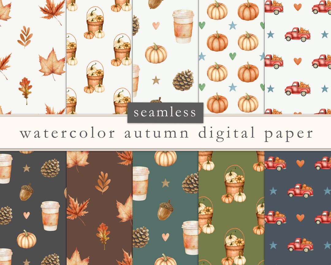 Fall Digital Paper, Fall Scrapbook Paper, Autumn Digital Paper, Autumn ...