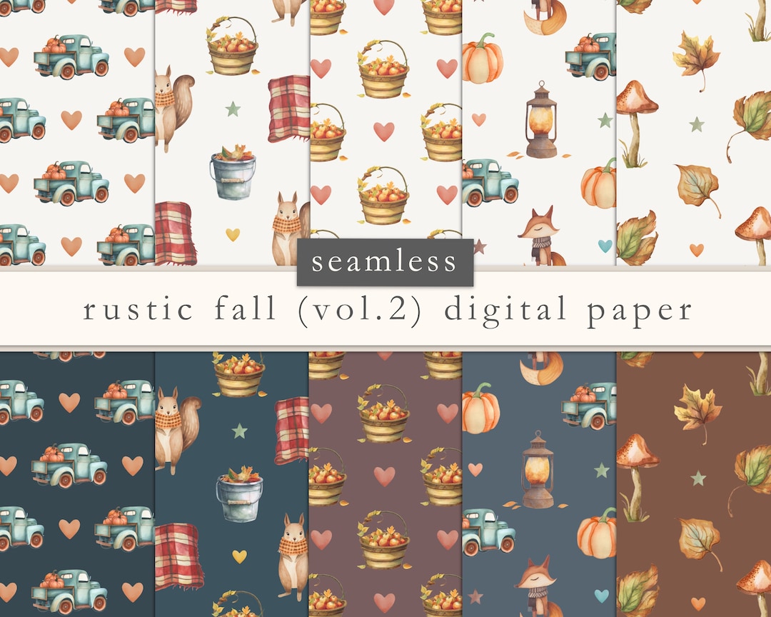 Autumn Scrapbook Paper, Autumn Digital Paper, Fall Papers, Repeat ...