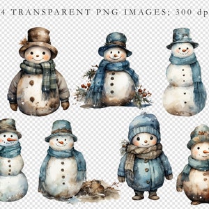Watercolor Snowman Clipart, Winter Clipart, Living Snowman, Clipart ...