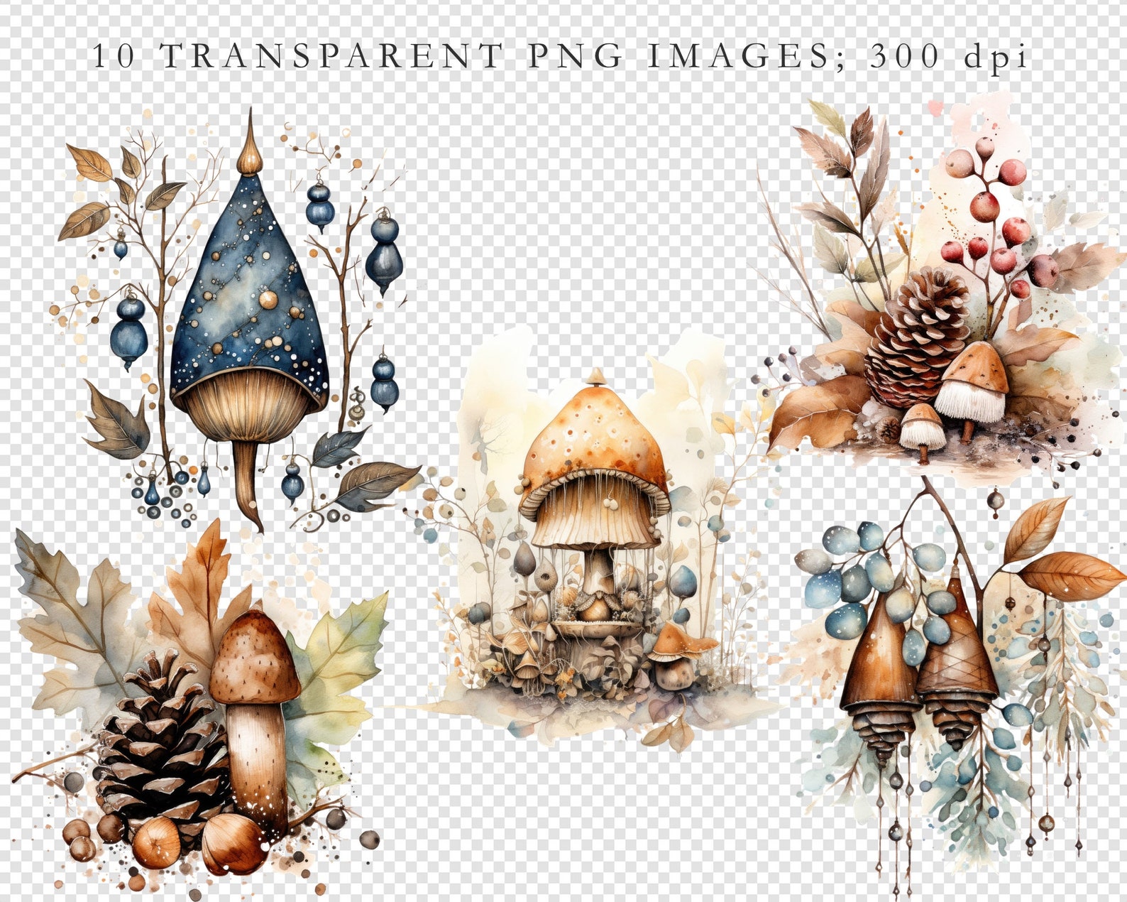 Boho Autumn Clipart, Abstract Autumn Clipart, Autumn Bouquet, Boho Fall ...