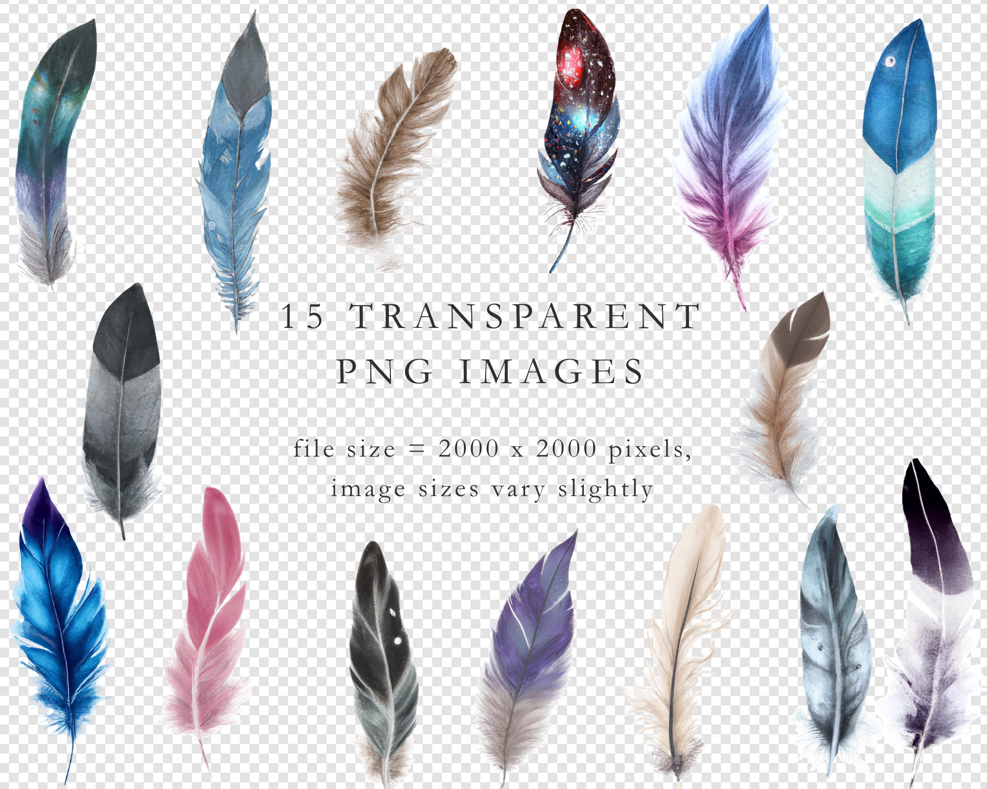 Boho Feather Clipart, Colorful Feathers, Feather Clipart, Feather Art ...