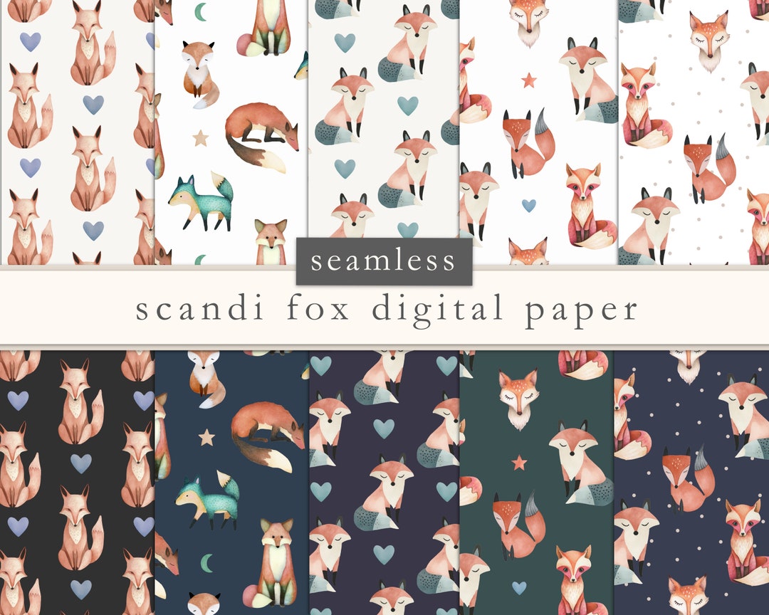 Fox Digital Paper, Fox Scrapbook Paper, Fox Seamless Patterns ...