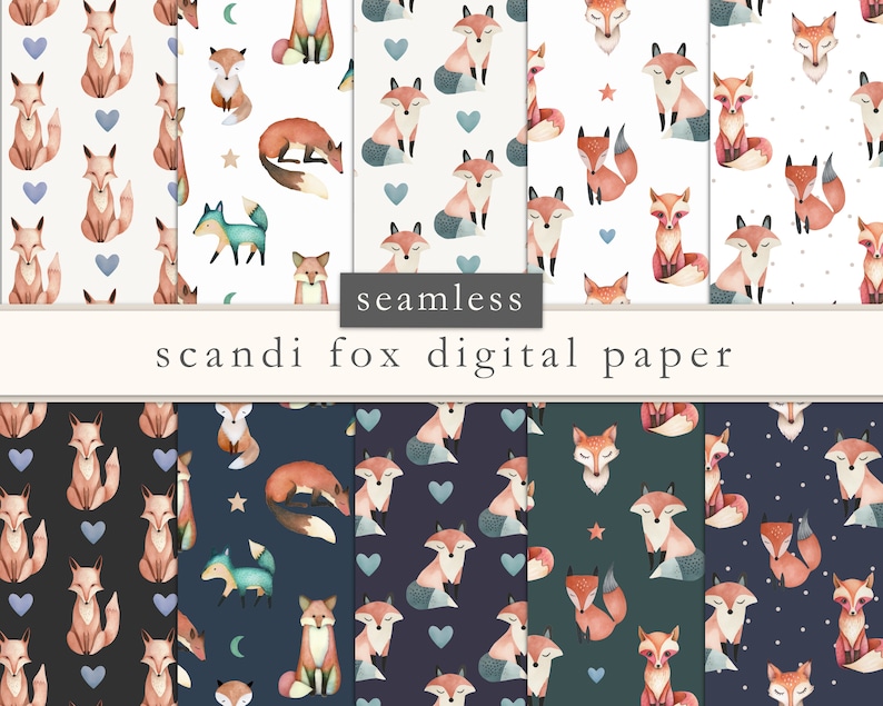 Fox Digital Paper, Fox Scrapbook Paper, Fox Seamless Patterns ...