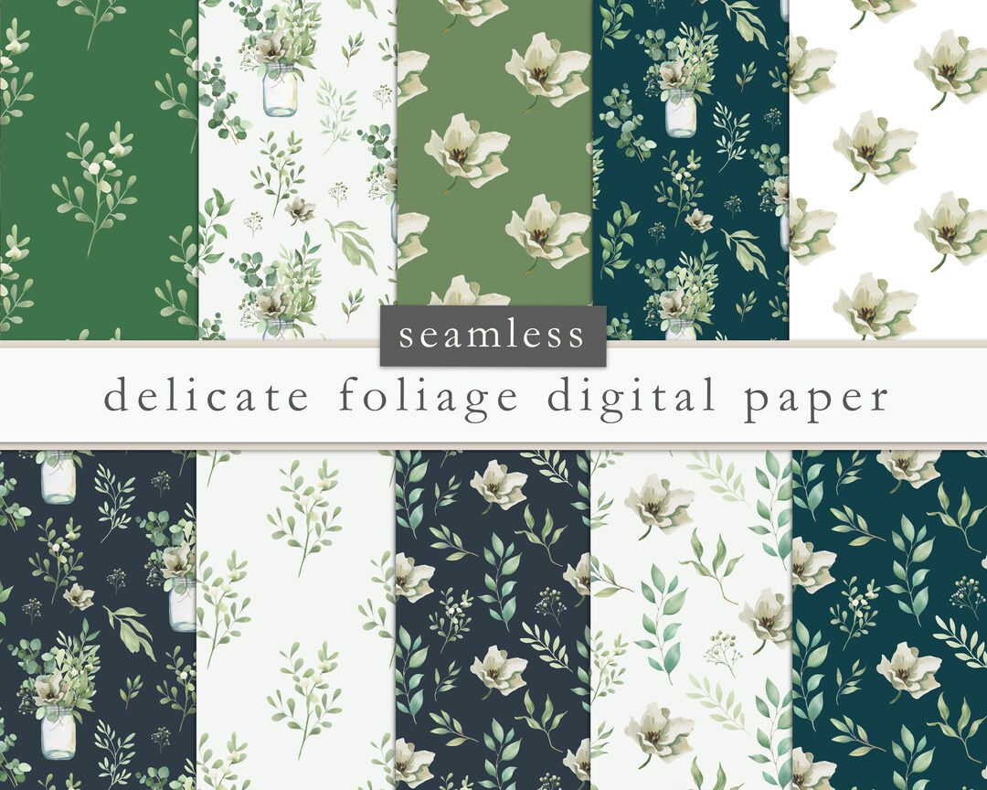 Leaf Seamless Patterns, Watercolor, Forest Patterns, Leaves Digital ...