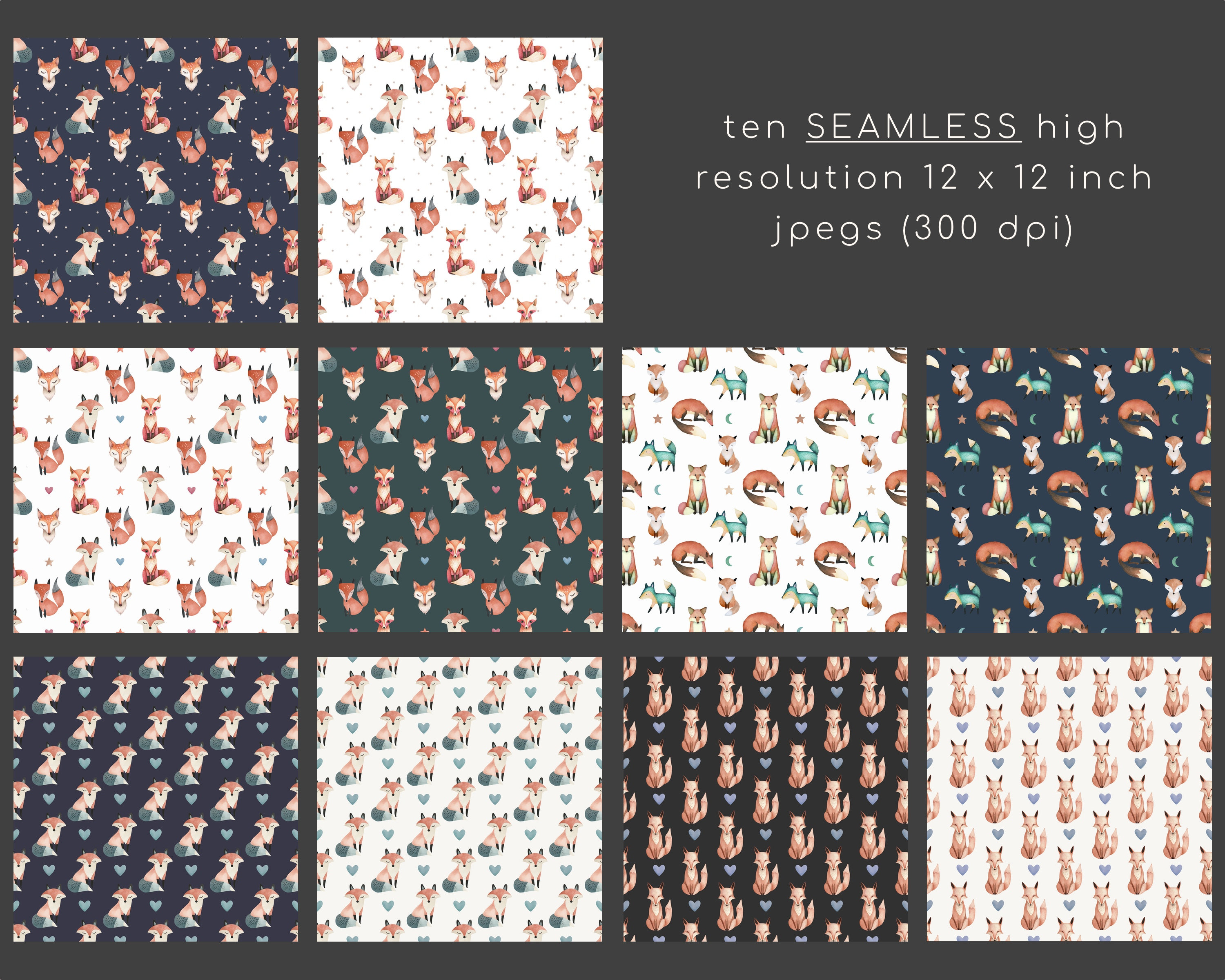 Fox Digital Paper, Fox Scrapbook Paper, Fox Seamless Patterns ...