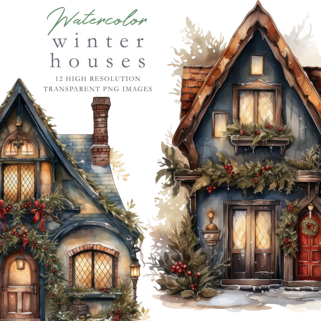 Christmas House Clipart, Christmas Cottage, Winter Cottage, Clipart ...