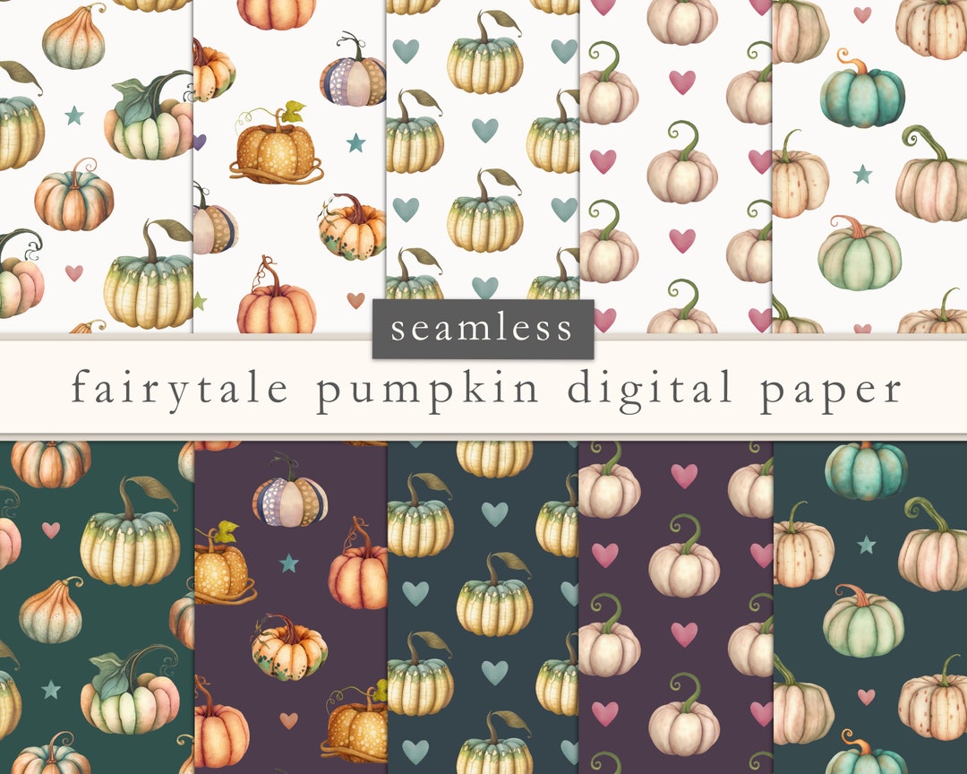 Pumpkin Digital Paper, Pumpkin Scrapbook Paper, Seamless Pattern ...