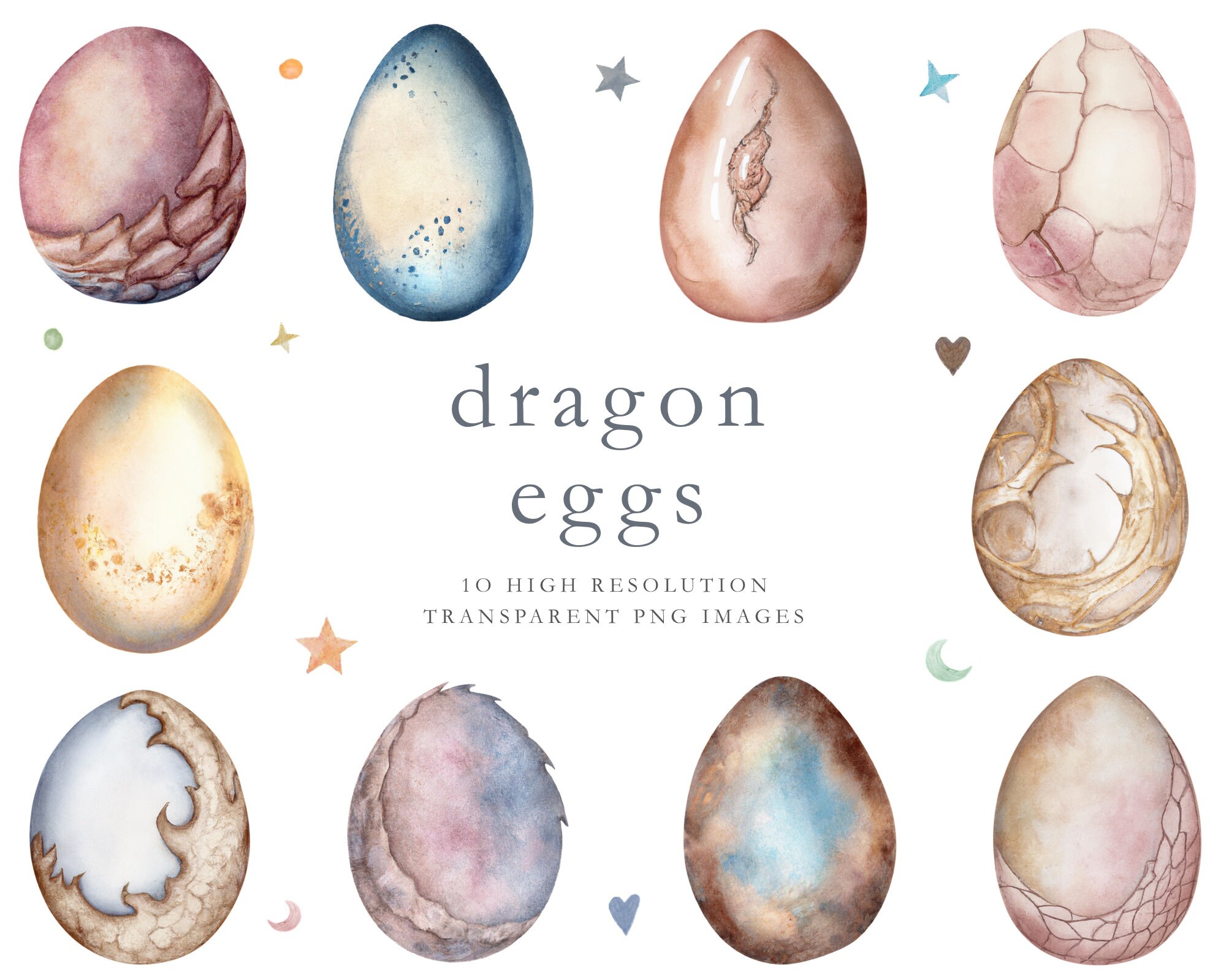 Dragon Eggs Clipart, Watercolor Dragon Eggs, Easter Eggs, Decorated ...
