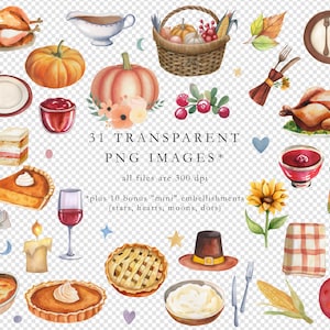 Thanksgiving Watercolor Clipart, Thanksgiving Dinner, Thanksgiving ...
