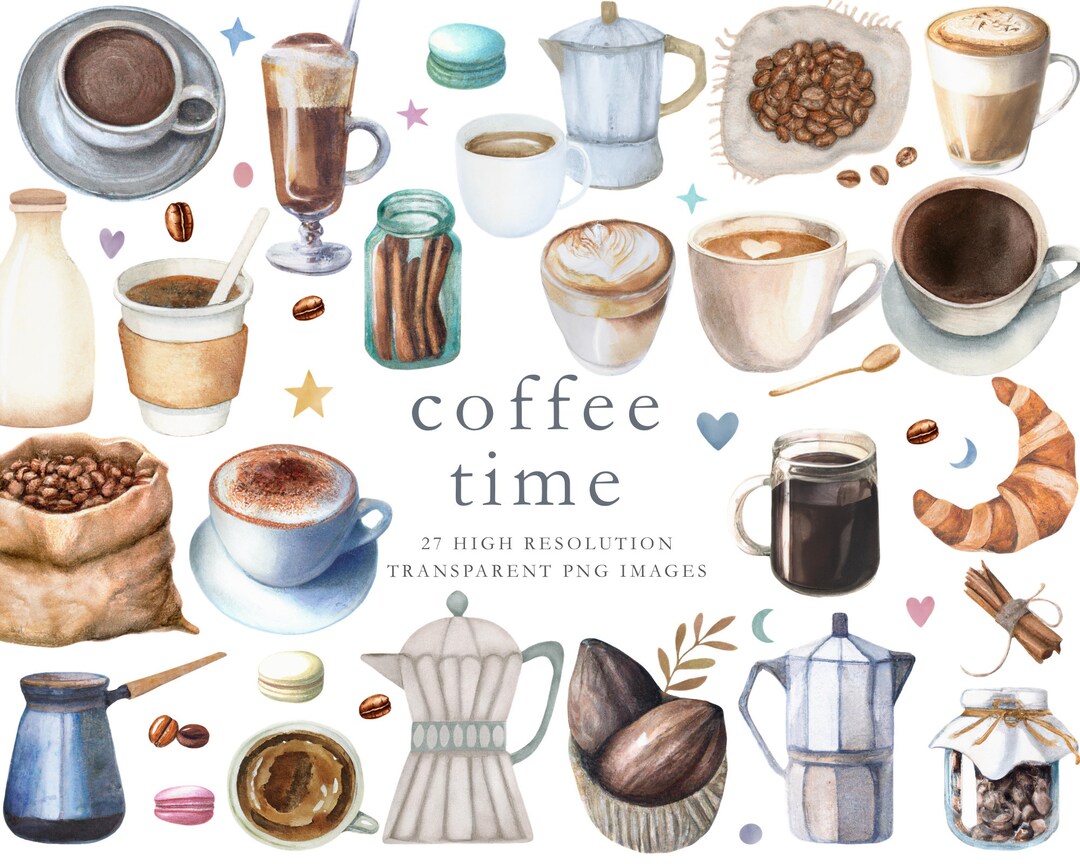 Coffee Clipart, Watercolor Coffee, Clip Art, Commercial Use, Coffee Png ...
