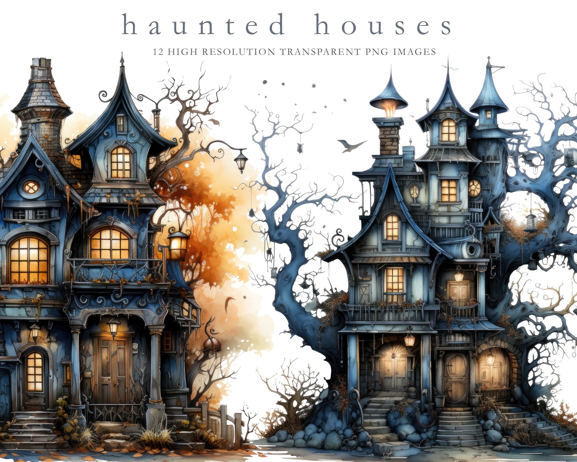 Haunted House Clipart, Halloween House Clipart, Haunted Castle Clipart ...