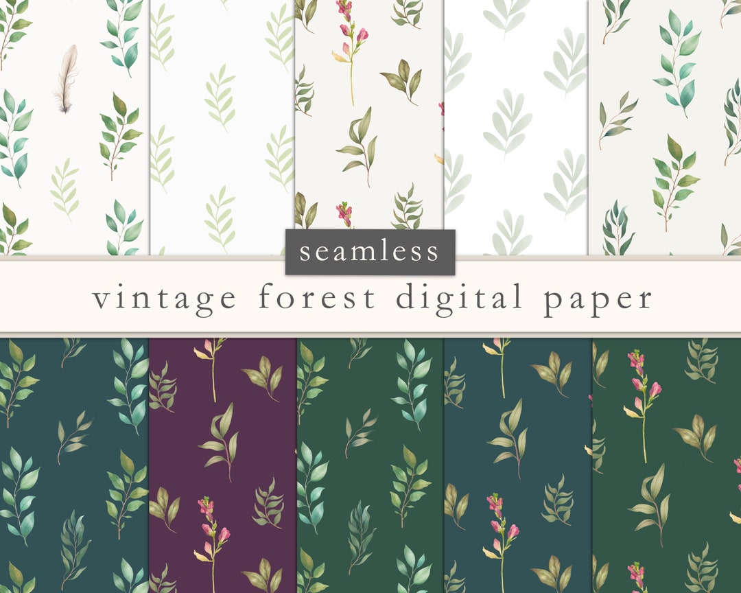 Forest Digital Paper, Forest Scrapbook Paper, Watercolor Forest ...