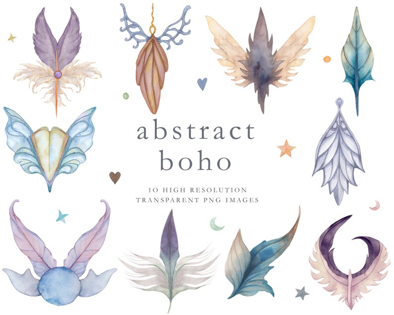 Watercolor Boho Shapes, Watercolor Shapes, Clipart, Abstract, Jewelry ...