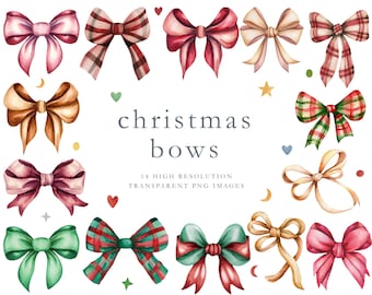 Christmas Bows Clip Art - Etsy