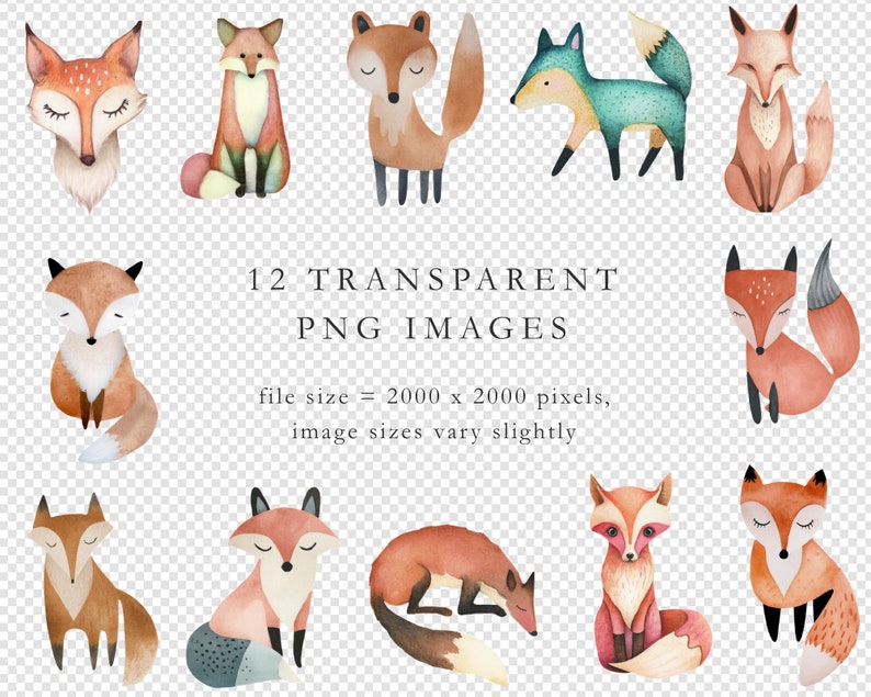 Scandinavian Fox Clipart Scandi Fox Nordic Fox Watercolor - Etsy