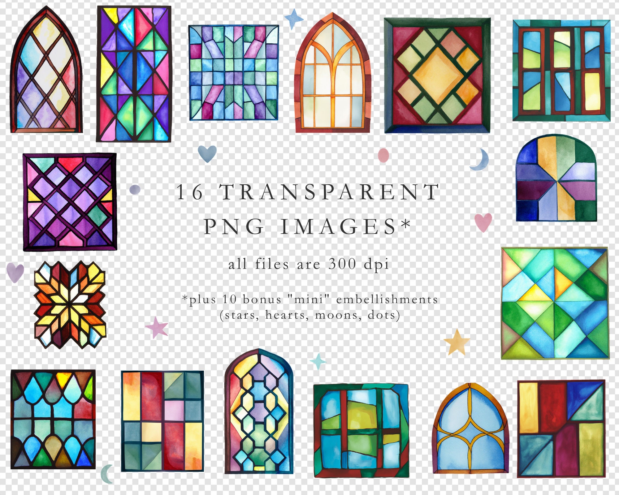 Watercolor Stained Glass, Clipart, Clip Art, Stained Glass Clipart ...