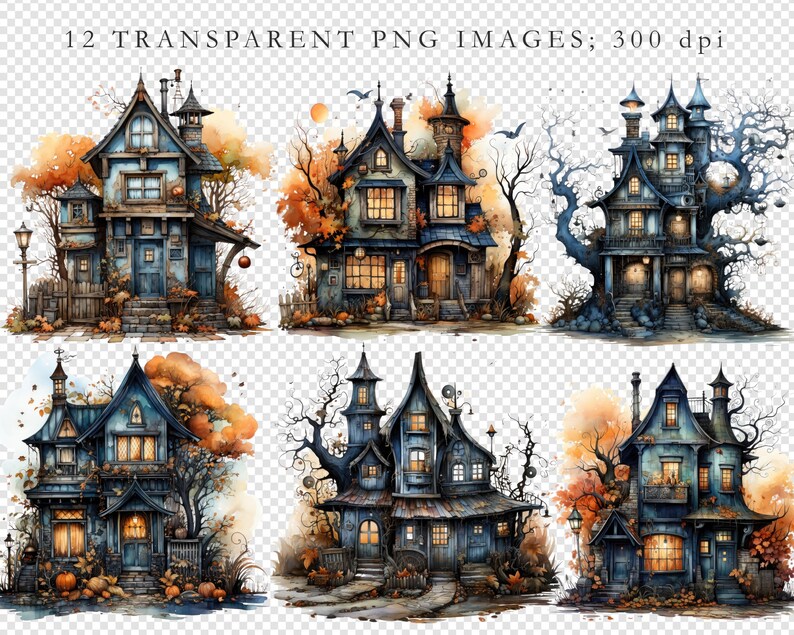 Haunted House Clipart, Halloween House Clipart, Haunted Castle Clipart ...
