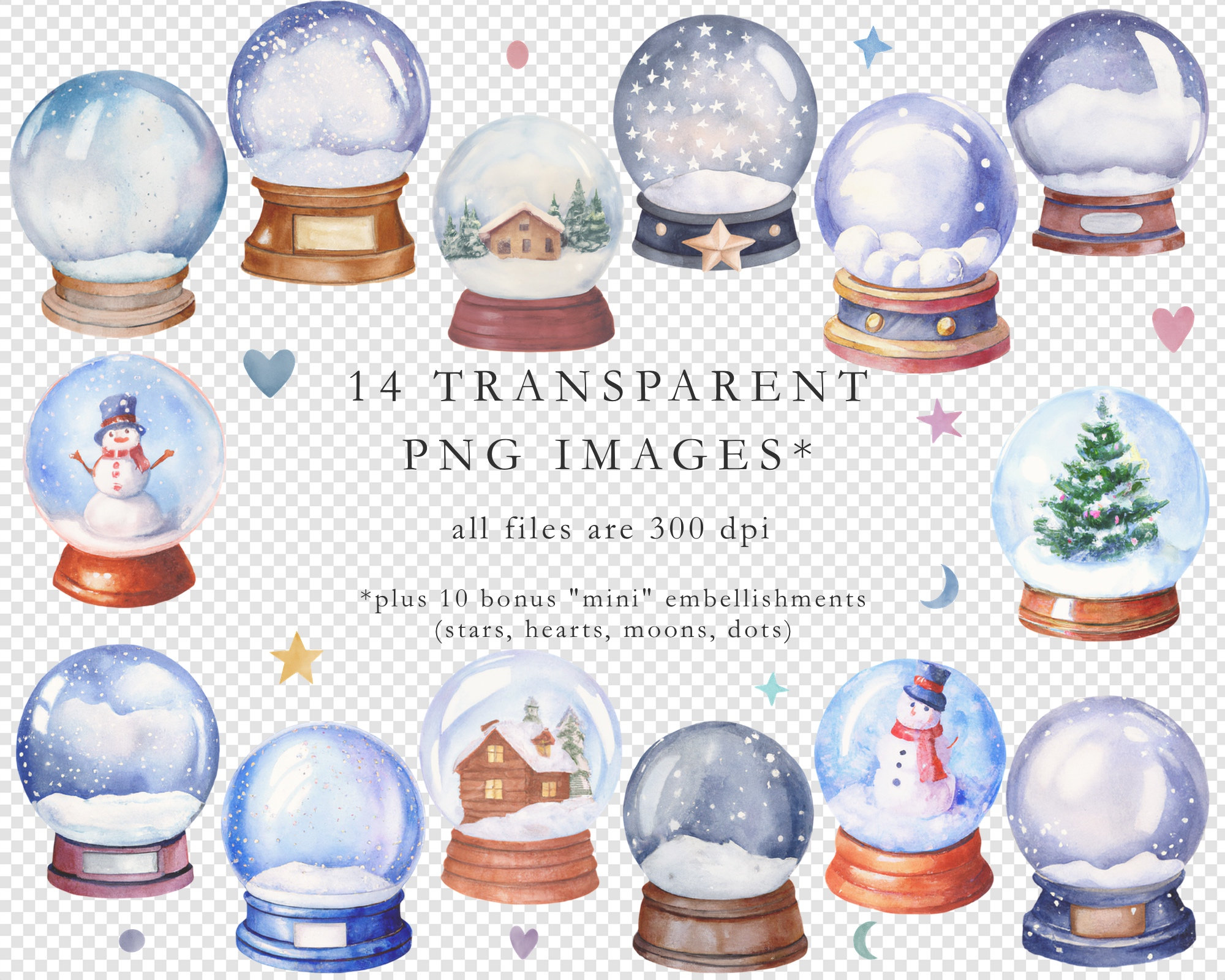 Snow Globe Clipart Watercolor Snow Globes Clip Art - Etsy