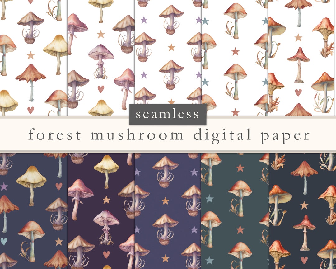 Mushroom Digital Paper, Fairytale Digital Paper, Scrapbook Paper ...