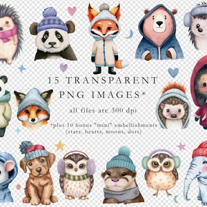 Winter Animals Clipart, Commercial Use, Winter Png, Clip Art, Cute ...