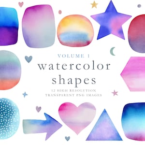 Watercolor Shapes Clipart, Watercolor Gradient, Watercolor Stars ...