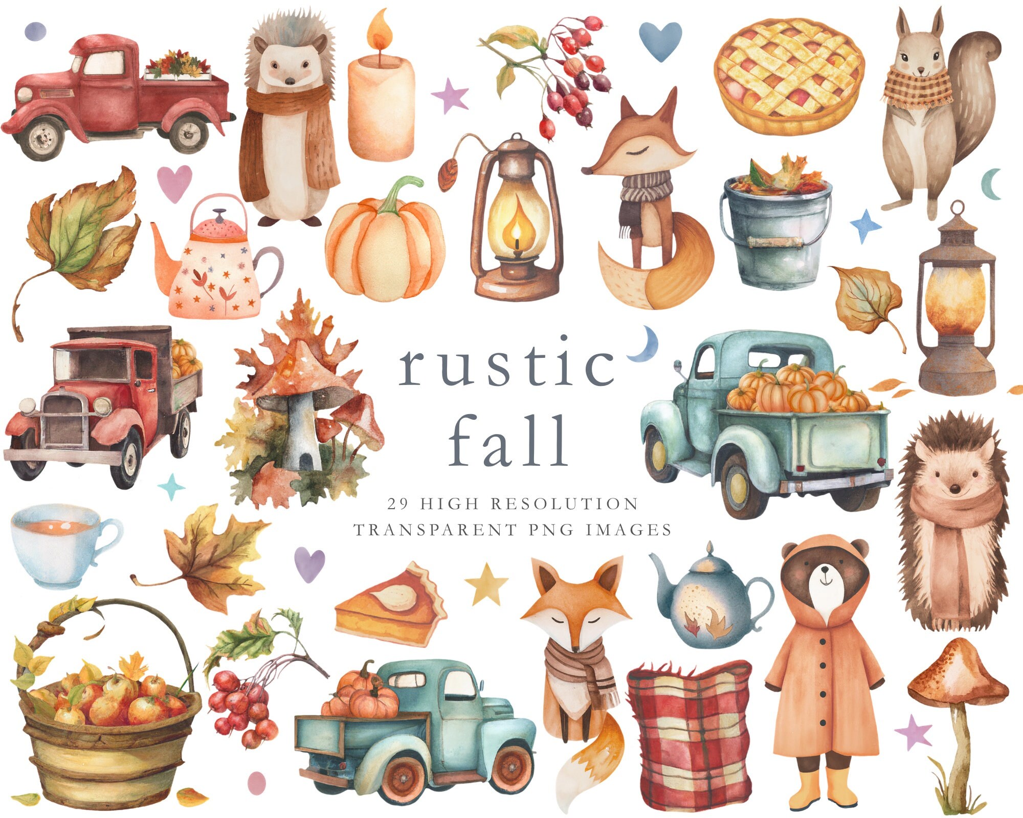 Fall Clipart Fall Watercolor Clipart Autumn Clipart Clip - Etsy