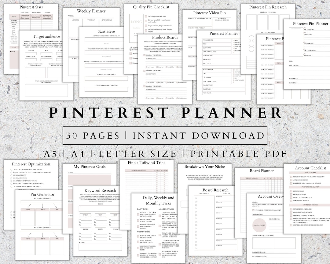 Pinterest Planner Printable Pinterest Marketing Strategy Pinterest for ...