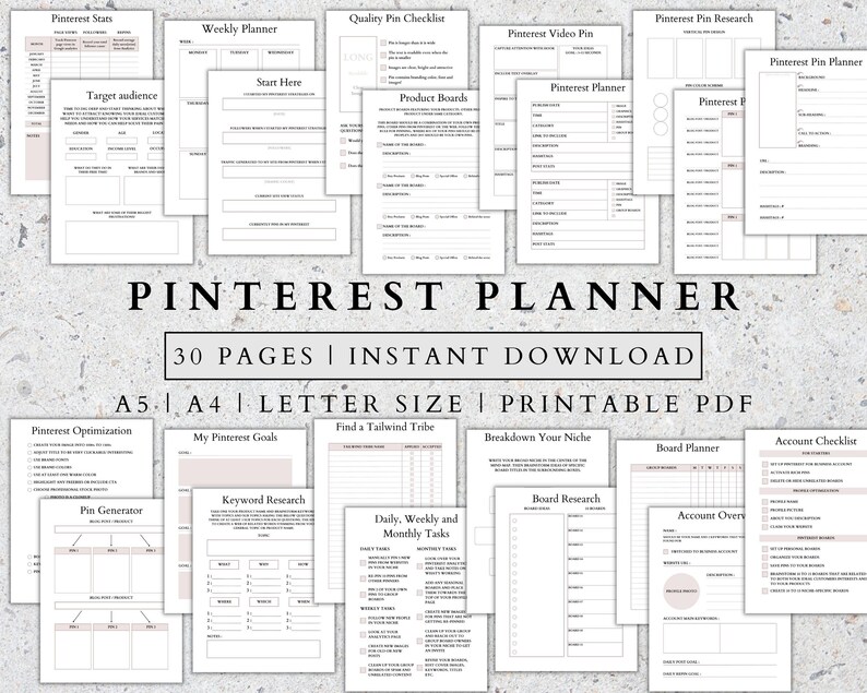 Pinterest Planner Printable: Marketing Strategy & Branding (PDF) - Etsy