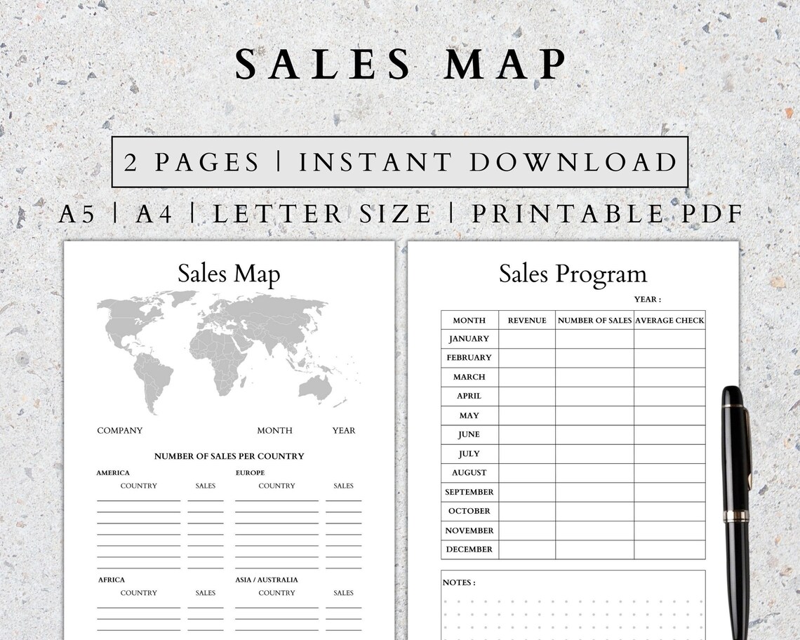 Sales Map Printable | Etsy Business Sales Map | Business Planner ...