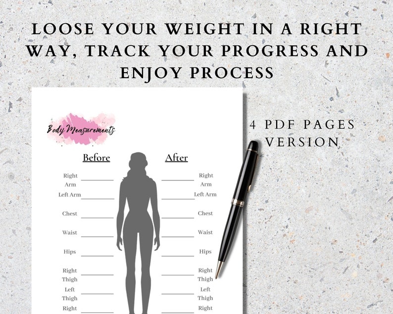 Body Measurement Tracker Printable: Fitness Planner (PDF A5, A4, Letter ...
