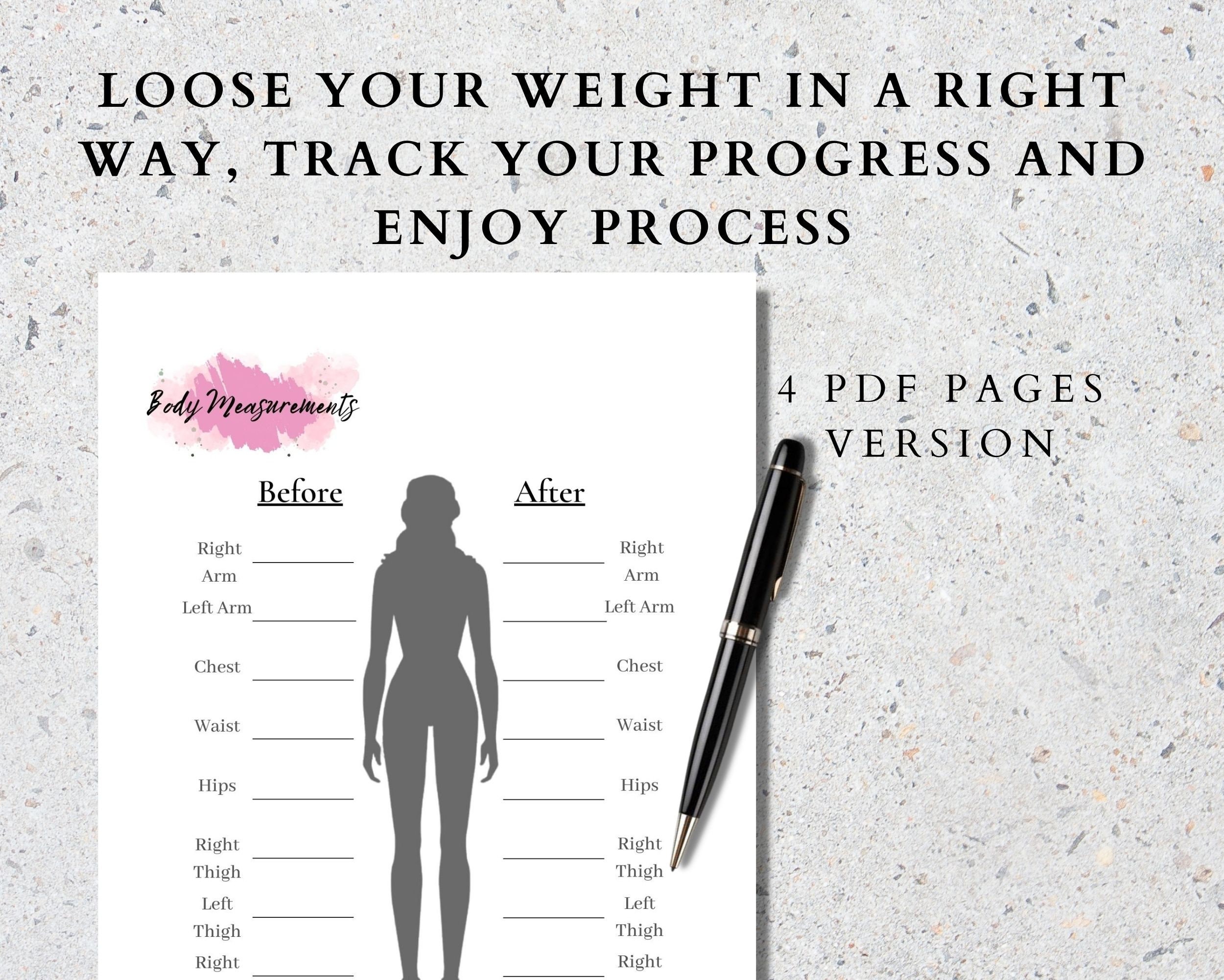 Body Measurement Tracker Printable: Fitness Planner (PDF A5, A4, Letter ...