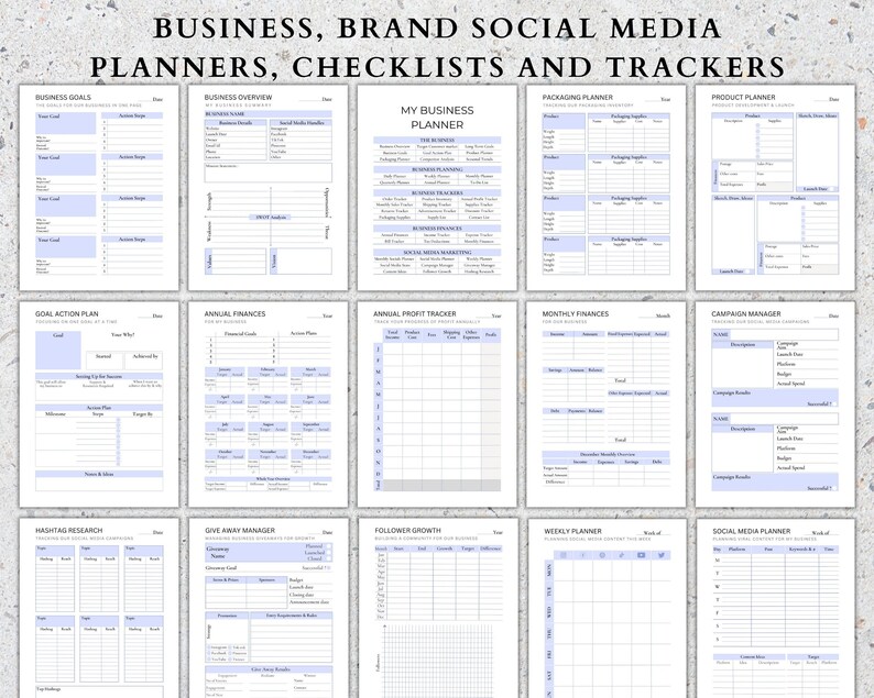 Printable Business Planner Bundle Product and Social Media Templates ...