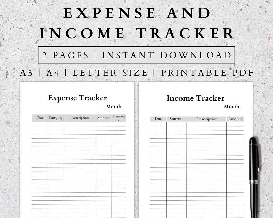 Income & Expense Tracker Printable Bill Payment Log Monthly Budget Plan ...