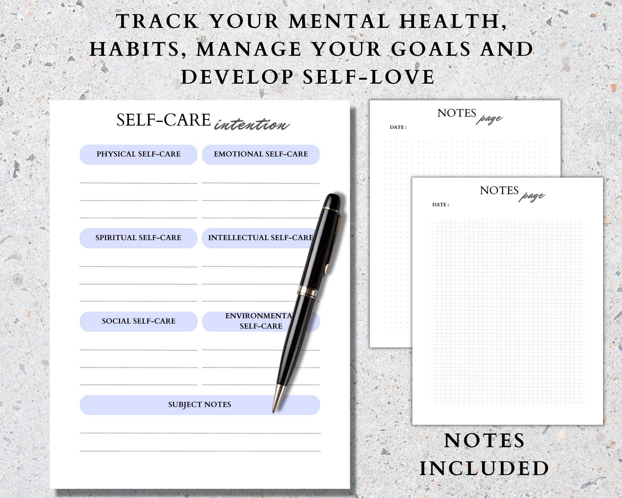 Self-care Planner Printable Mental Health Worksheet Kit Wellness ...