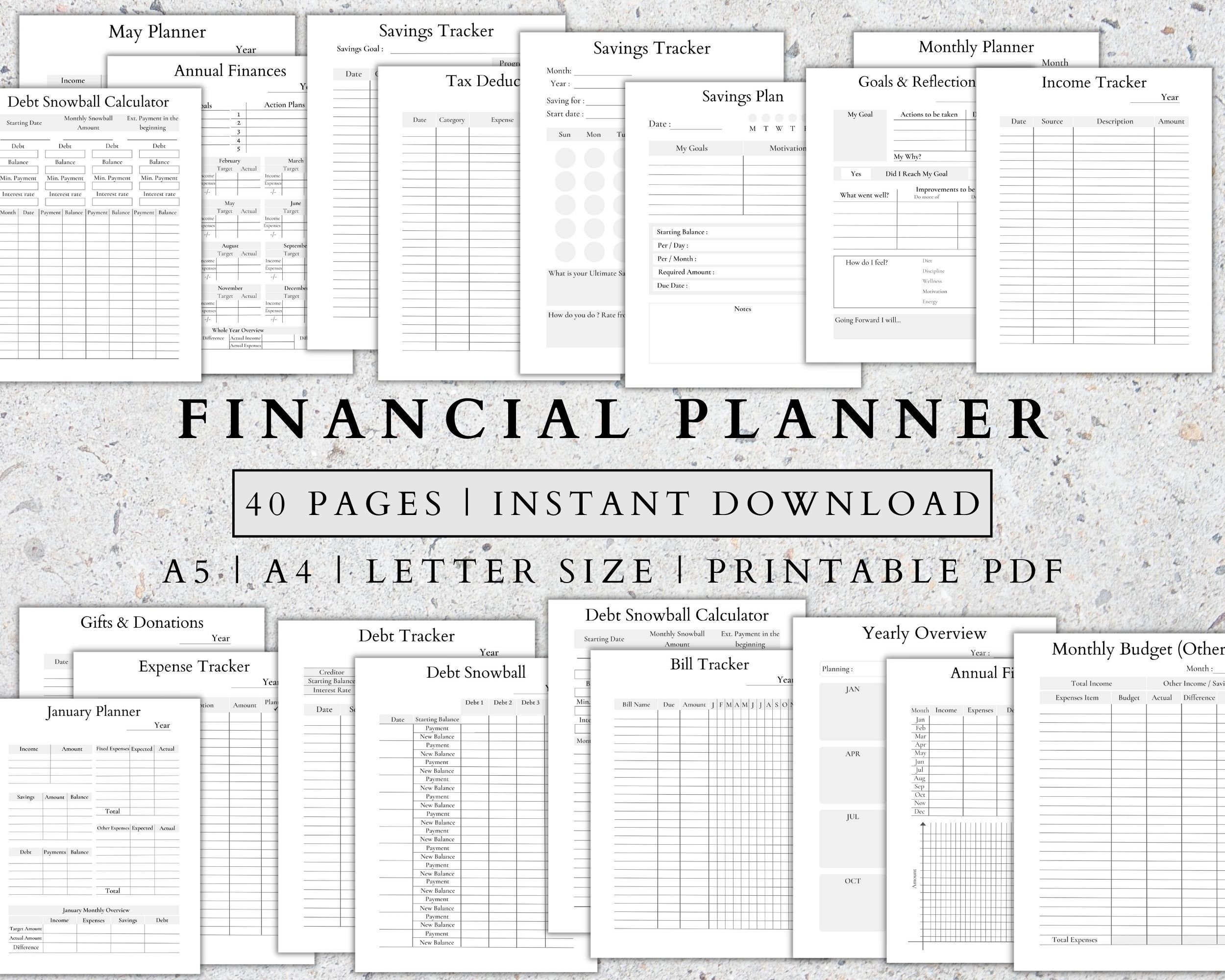Printable Finance Planner: Budget, Debt, Savings Tracker (PDF) - Etsy