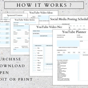 Youtube Content Strategy Planner Youtube Monthly Planner Social Media ...