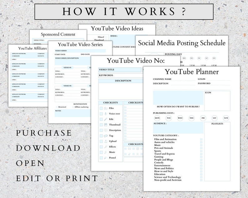 Youtube Content Strategy Planner Youtube Monthly Planner Social Media ...
