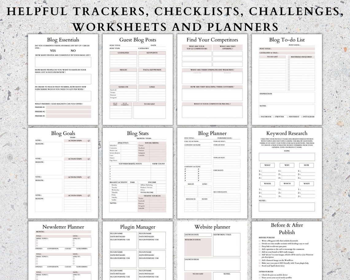 Blog Planner PDF Printable Website Planner Digital Blogging Planner ...