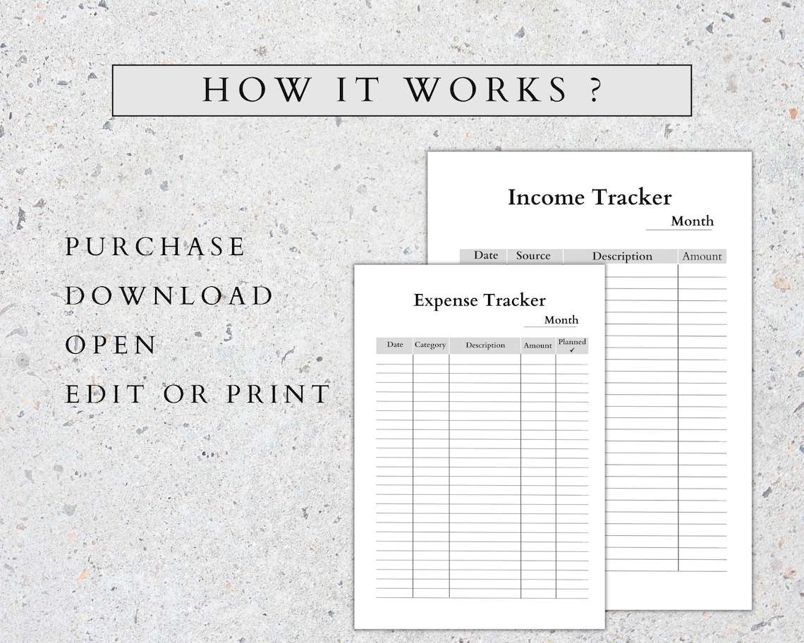 Income & Expense Tracker Printable Bill Payment Log Monthly Budget Plan ...