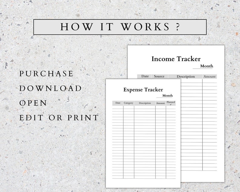 Income & Expense Tracker Printable Bill Payment Log Monthly Budget Plan ...