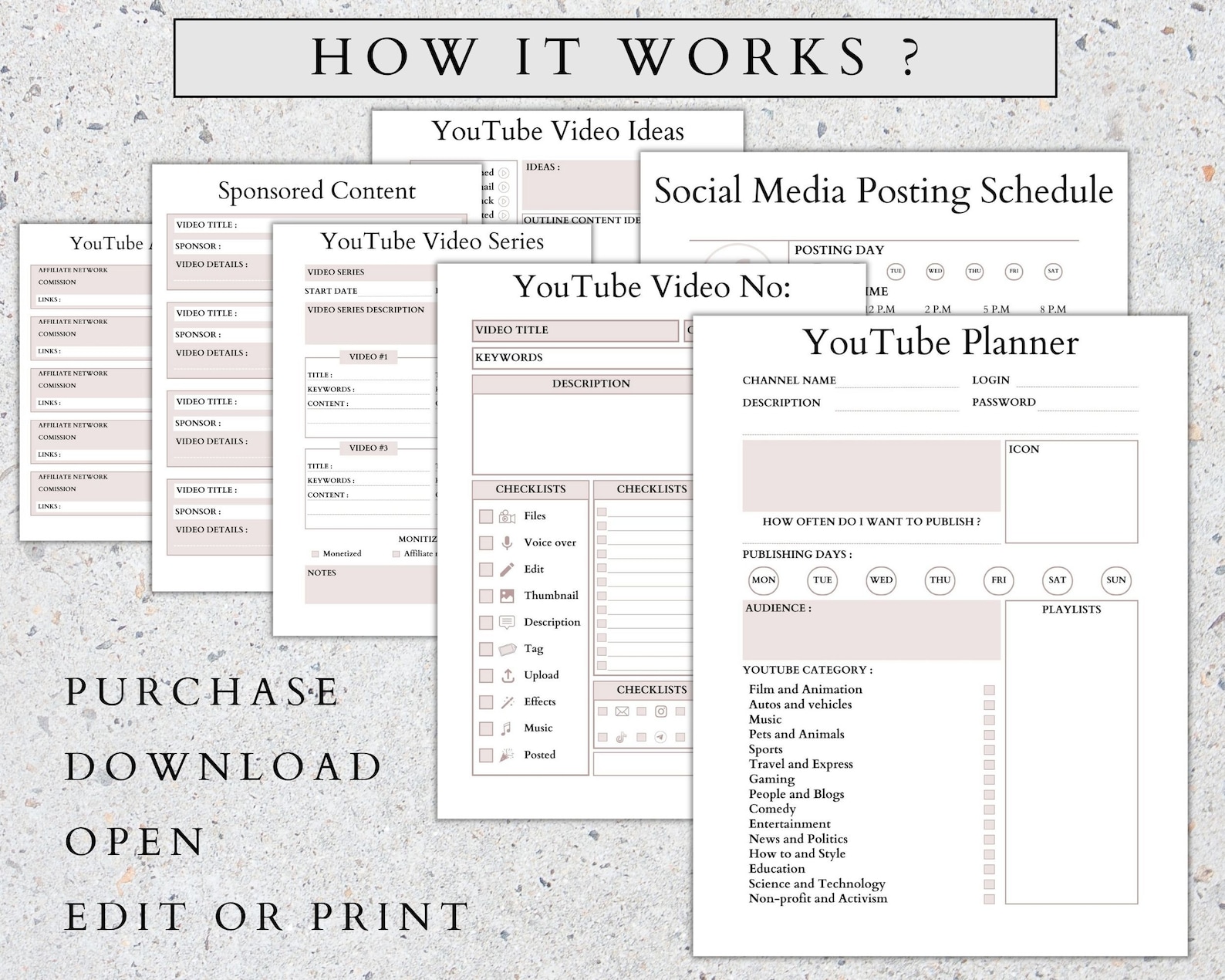 Youtube Content Planner: Social Media Tracker (printable PDF) - Etsy