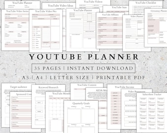 Youtube Content Strategy Planner Youtube Monthly Planner Social Media Planner Printable Youtube ...