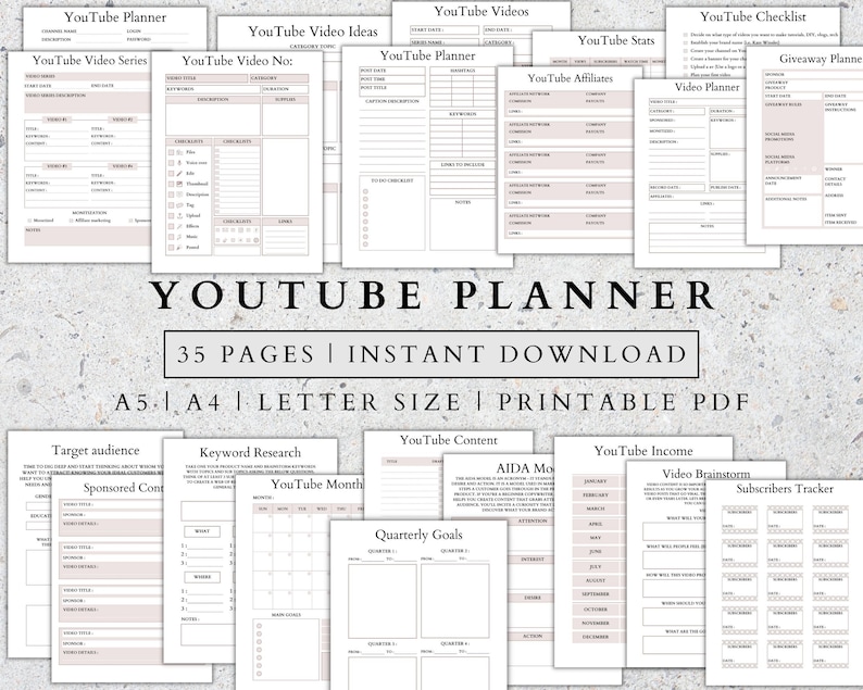 Youtube Content Strategy Planner Youtube Monthly Planner Social Media ...