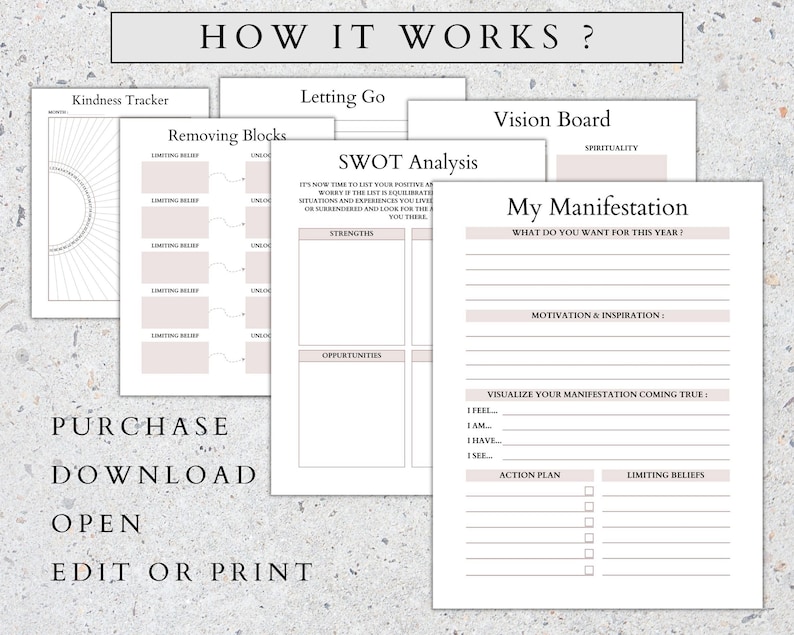 Vision Board Planner: 35 Printable Journaling Pages (PDF Download) - Etsy