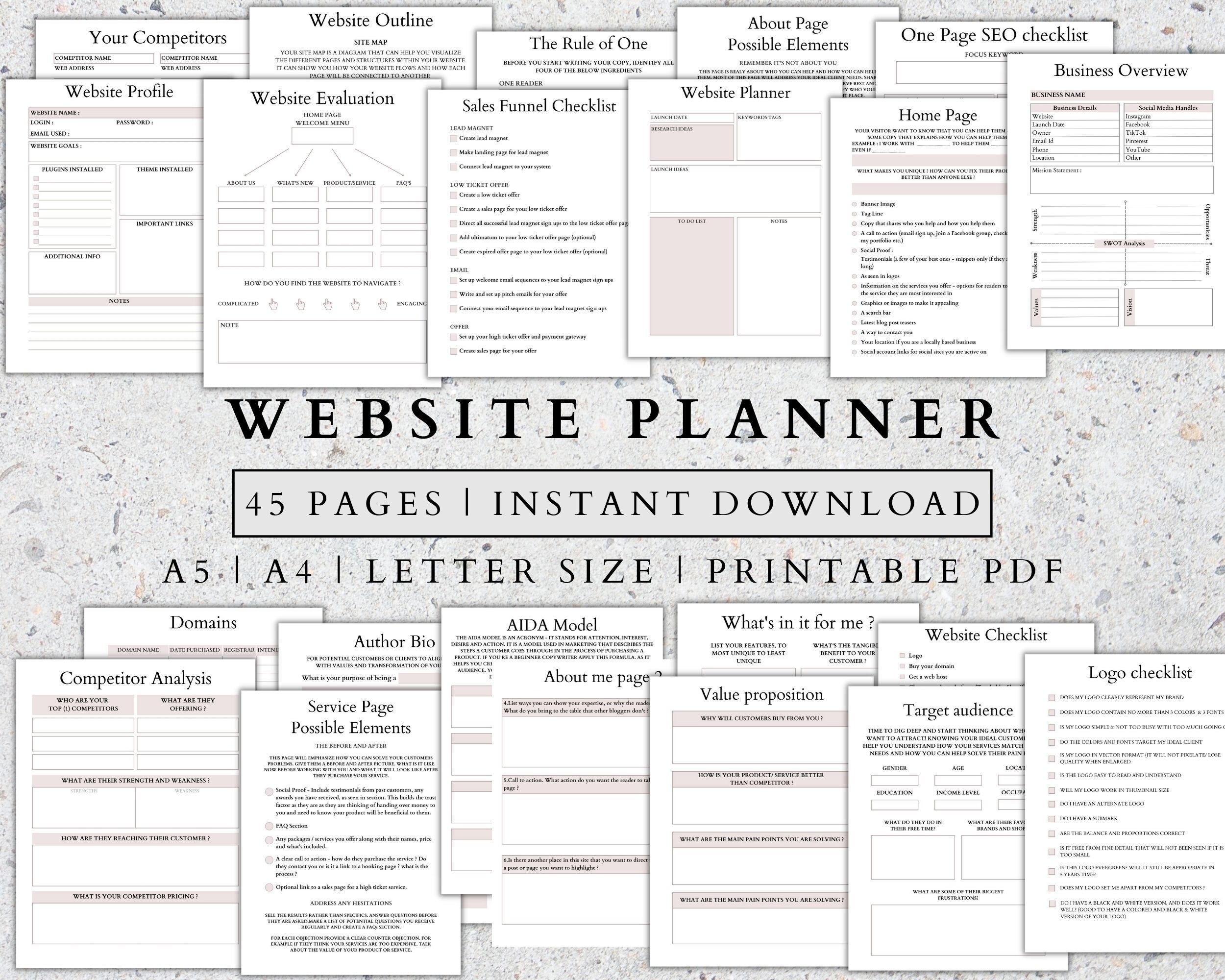 Printable Business Planner Branding Planner Website Planner Blog ...