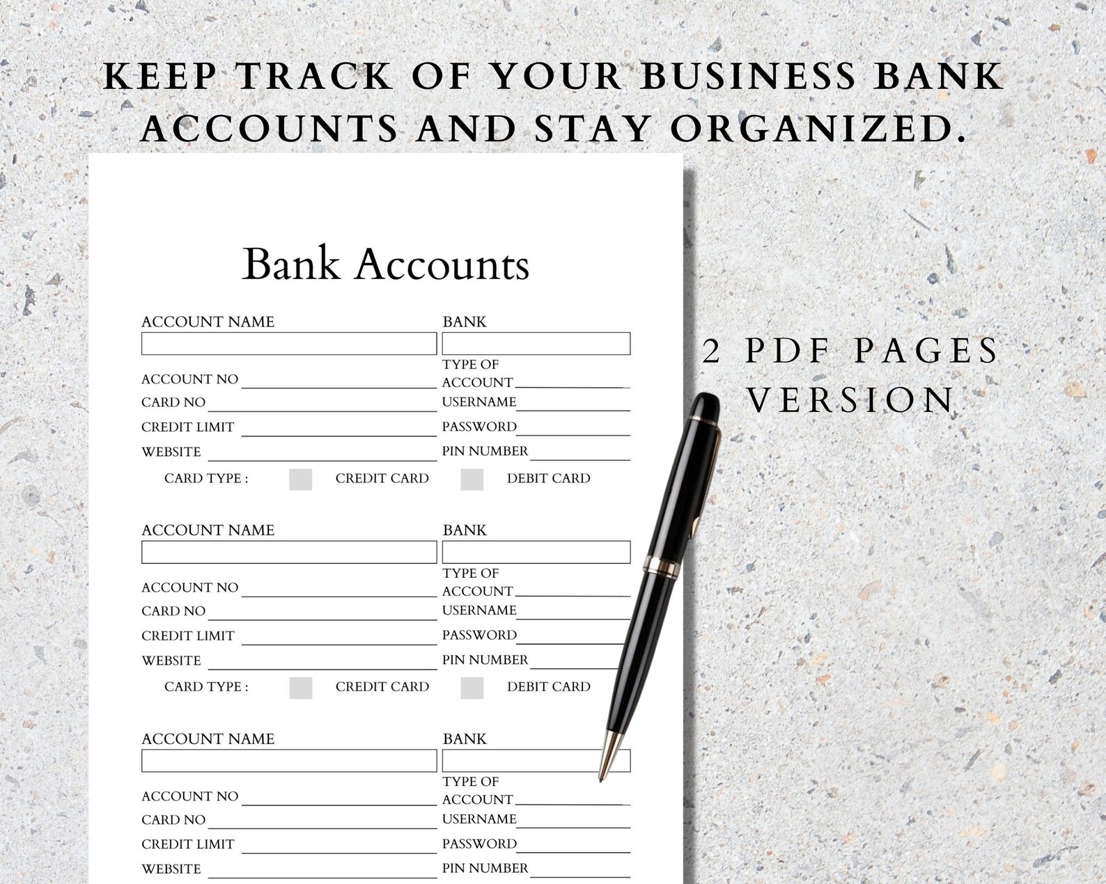 Bank Account Tracker | Business Planner PDF | Bookkeeping for Small ...
