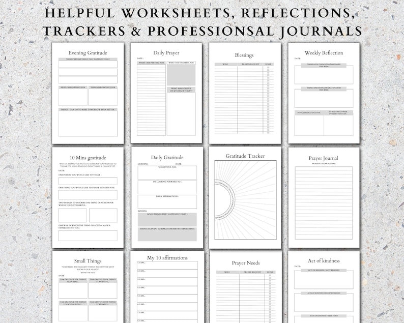 Prayer Journal Printable: Gratitude, Bible Study, Reflection (PDF ...