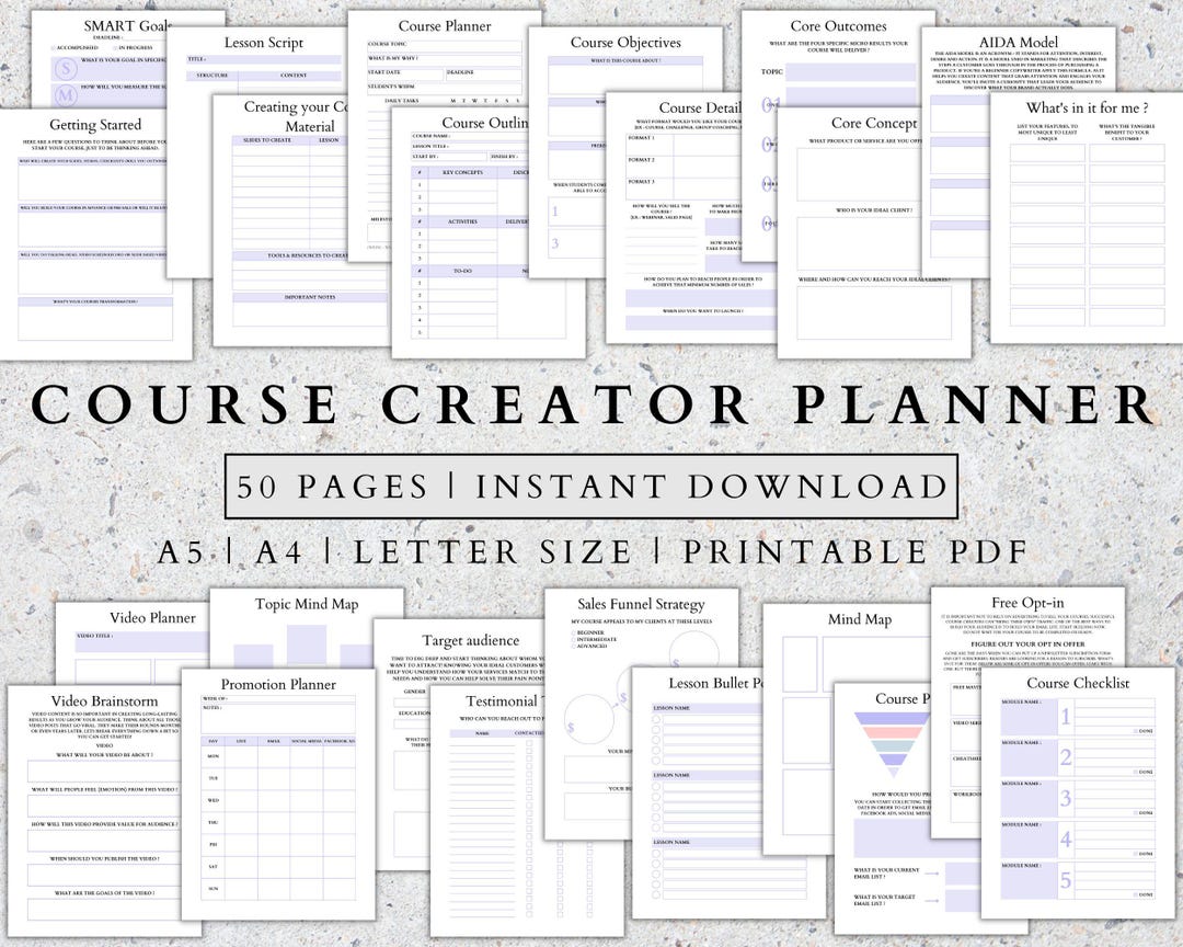 Course Creator Planner: Printable Coaching Kit (A4, A5, Letter PDF) - Etsy
