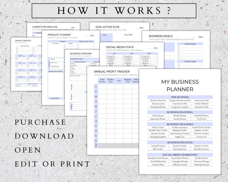 Printable Business Planner Bundle Product and Social Media Templates ...